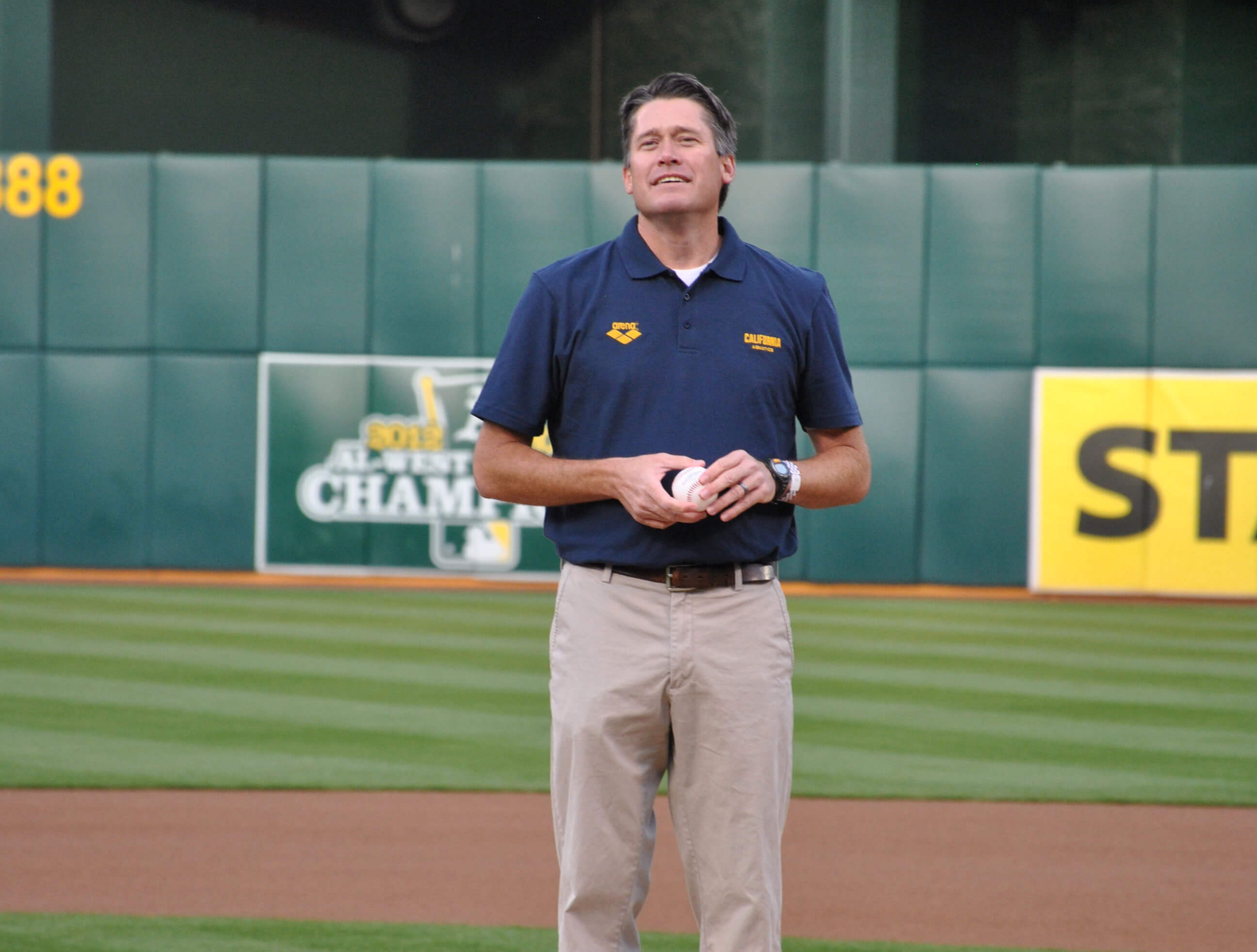 Cal Men's Swimming Recognized at Oakland A's Home Game; Dave Durden ...