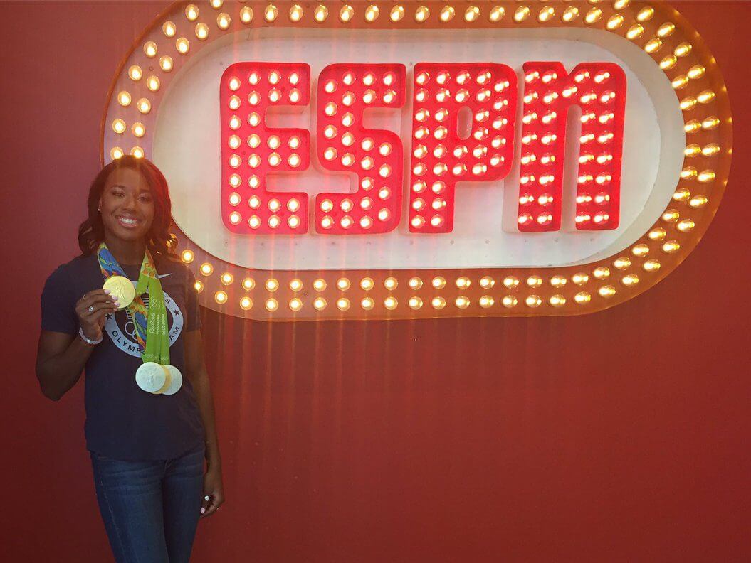 Simone Manuel Visits ESPN, Joins Numerous Programs