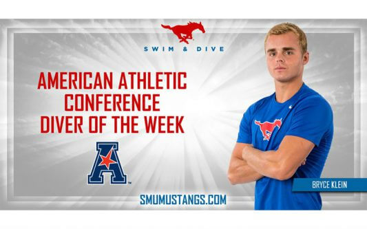 SMU's Bryce Klein Collects AAC Male Diver of the Week Award - Swimming World News
