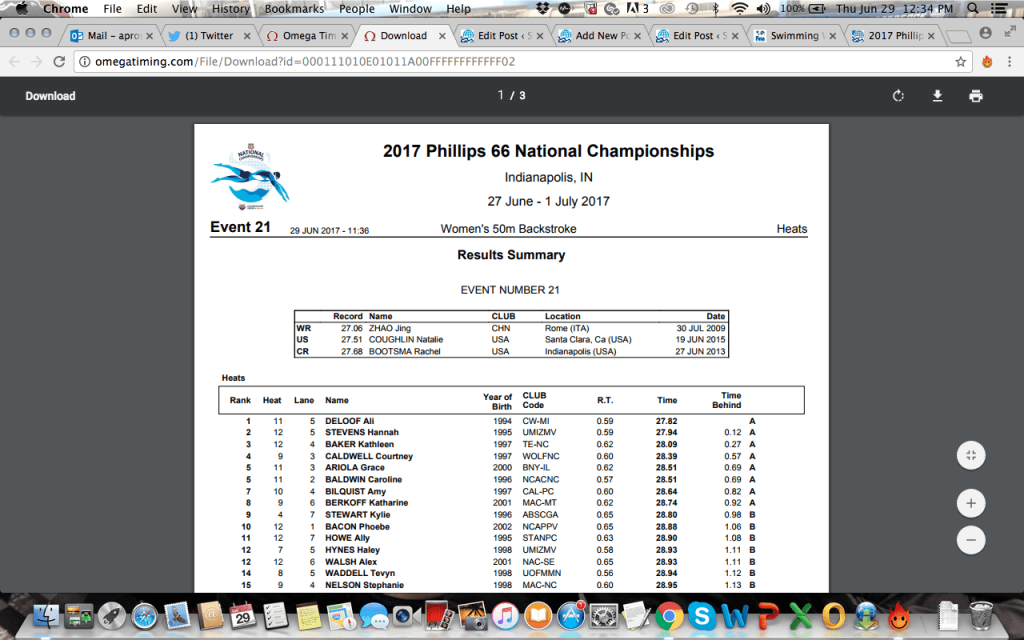 Ali DeLoof Just Misses Meet Record in 50 Back Prelims - Swimming World