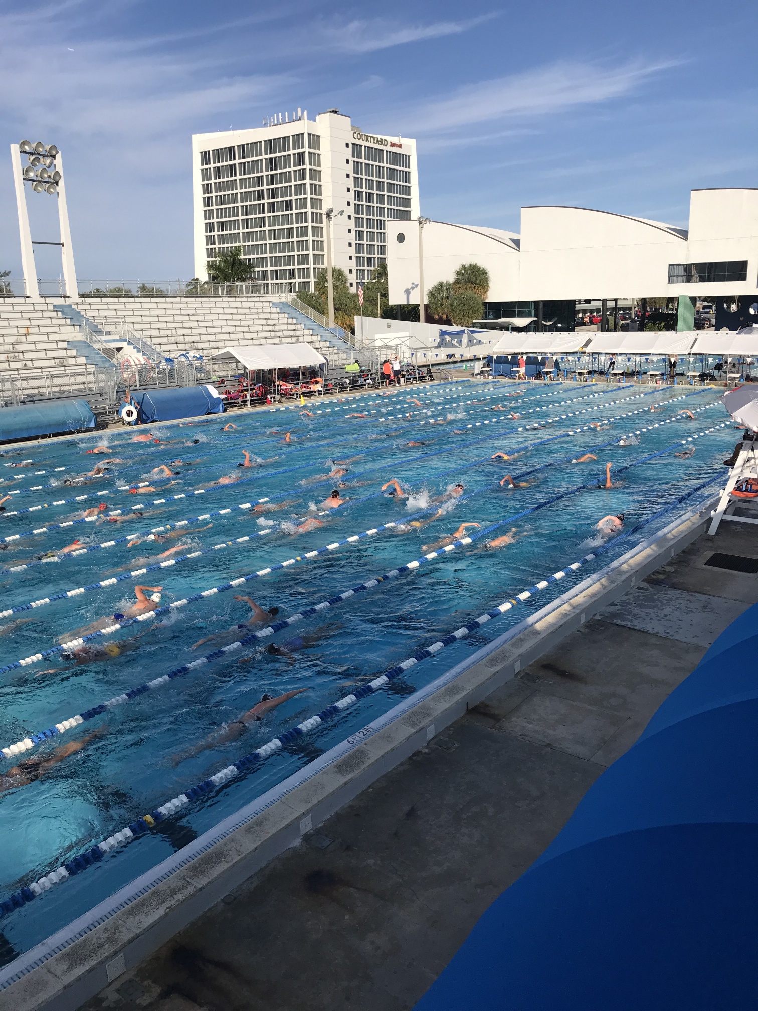 College Teams Come Together For Final "Salmon Run" In Hall Of Hame Pool