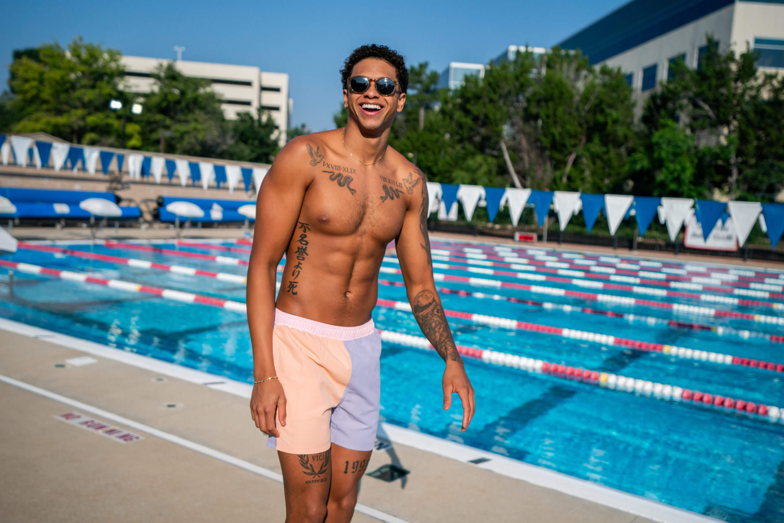 Shaine Casas Part of Back to the 90's Sporti Swim Collection