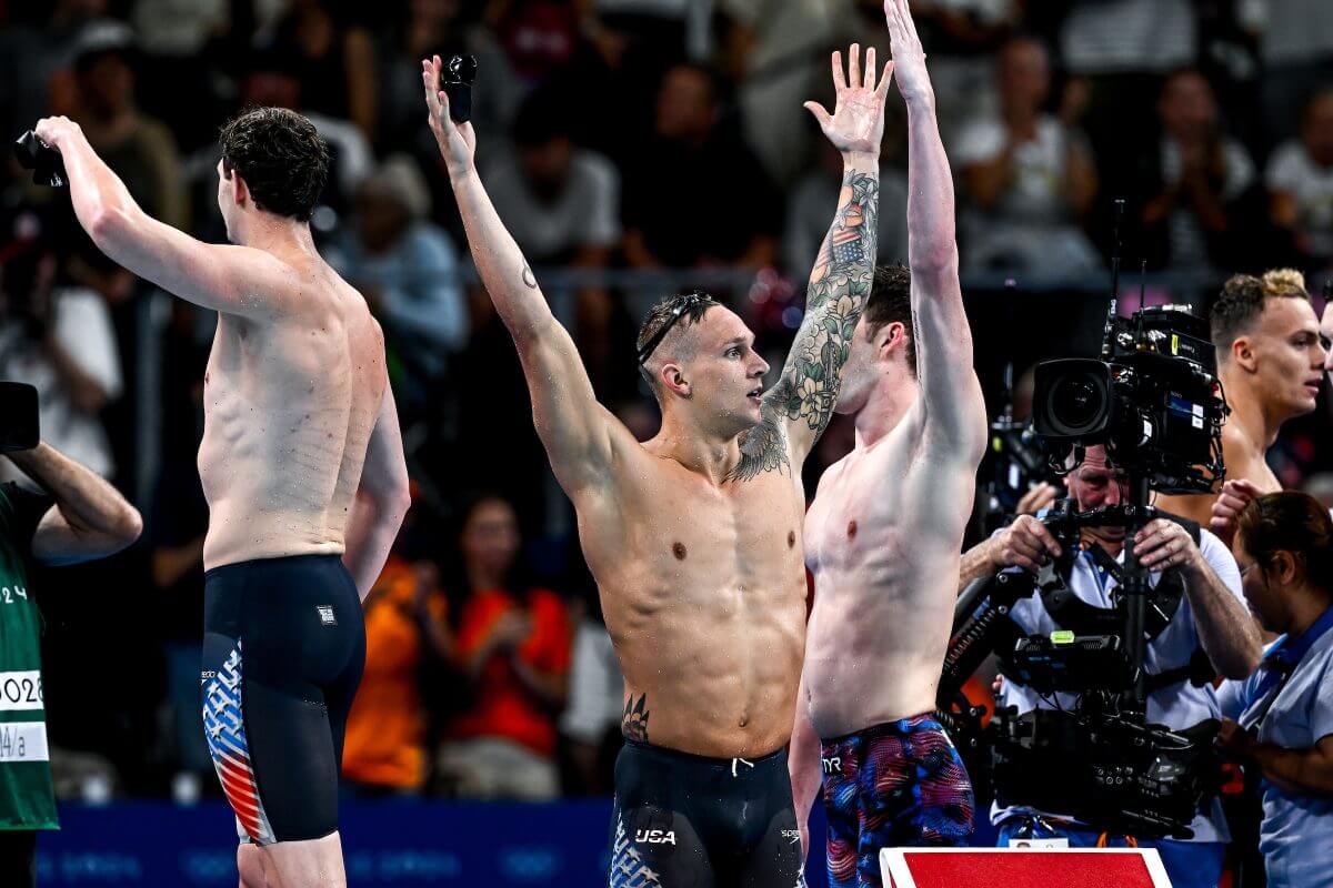 Caeleb Dressel Anchors American Men to 400 Free Relay Gold
