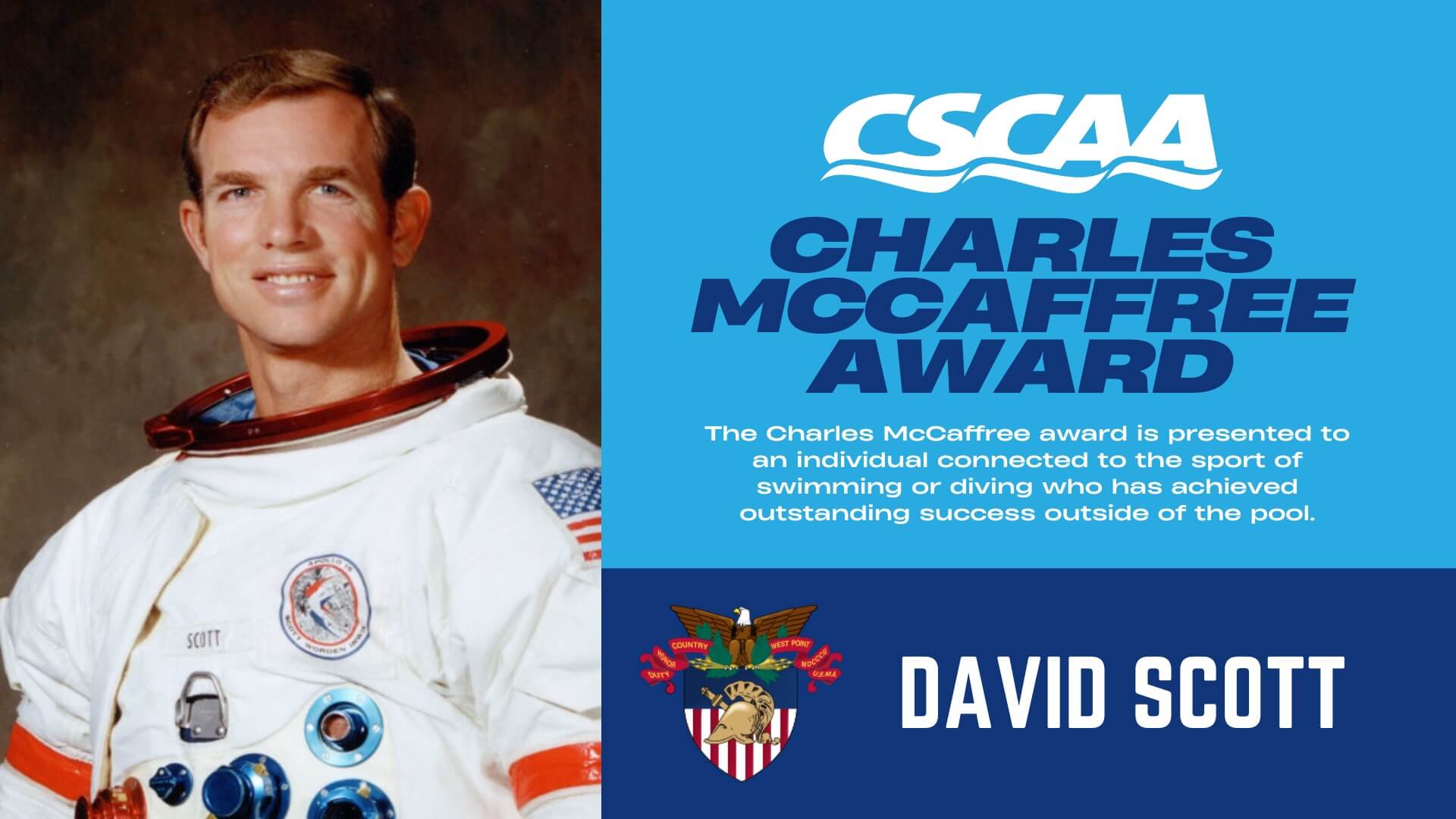 Astronaut David R. Scott to Receive Charles McCaffree Award