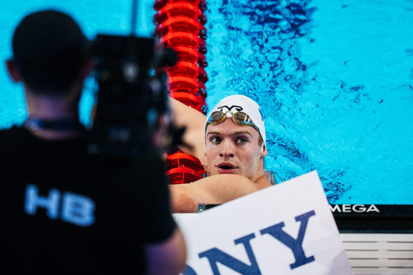 Leon Marchand Alone Atop 400 IM Rankings, Today’s Rivals Trail